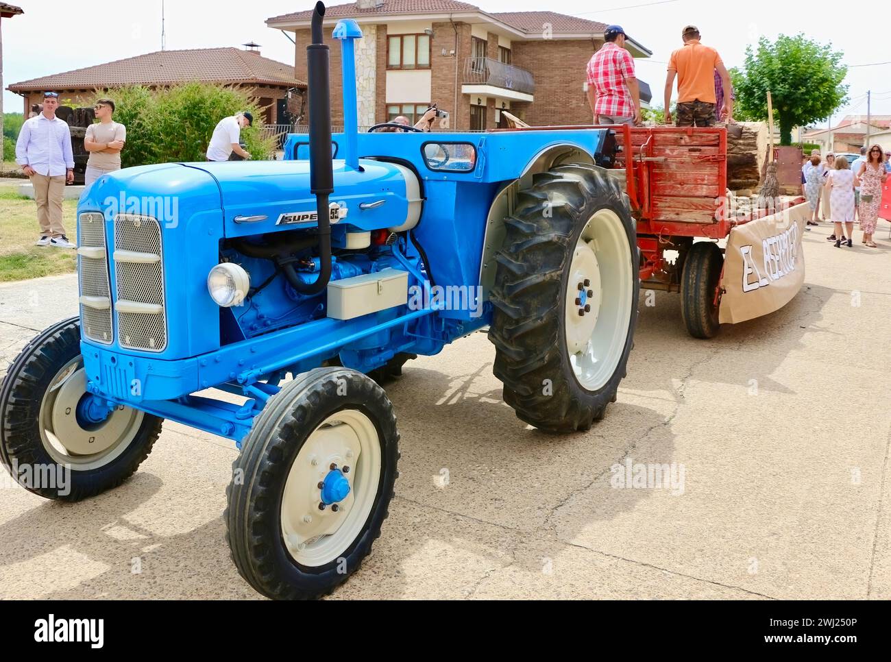 Classic blue Spanish Ebro Super 55 tractor with float attached ready to ...