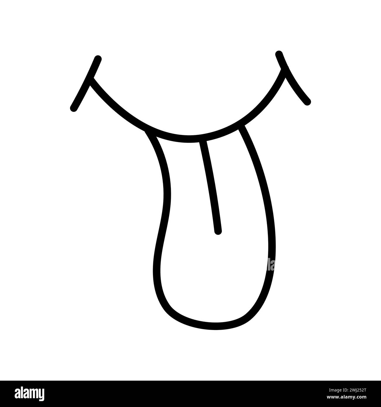 Cartoon lips with tongue line icon. Character face element. Vector ...