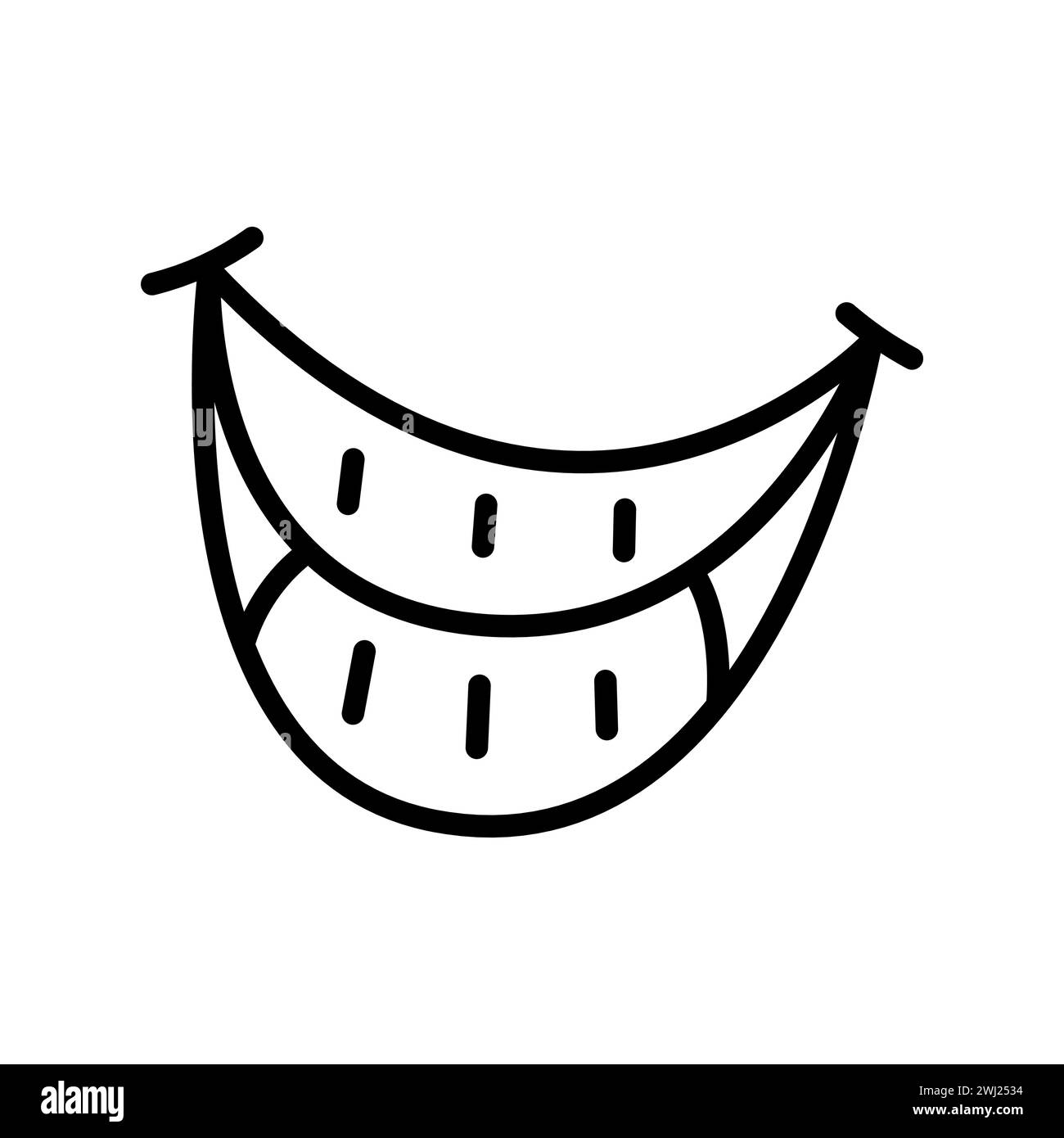 Cartoon teeth smile line icons set. Character face element. Vector ...