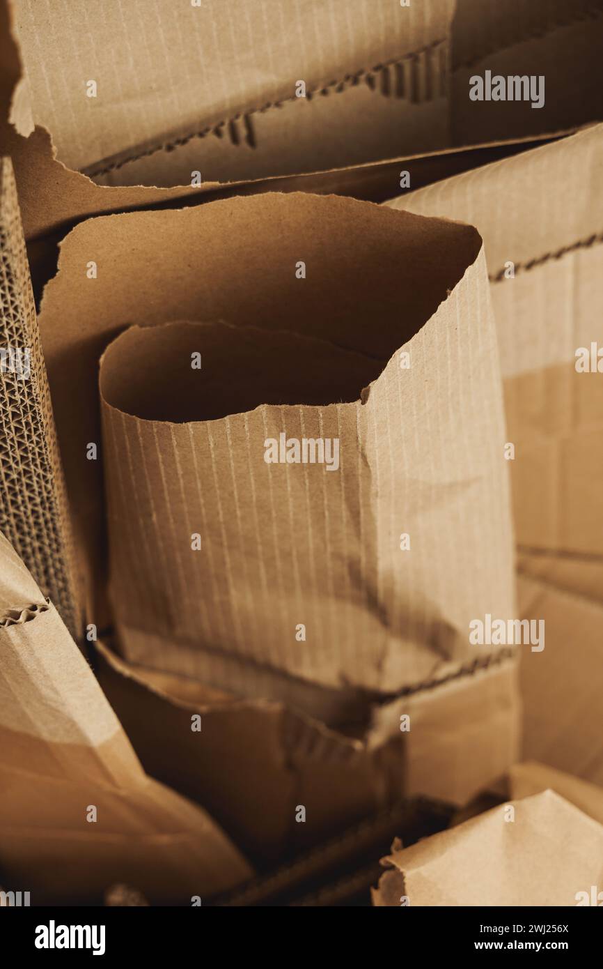 Closeup shot of Cardboard Waste. Concepts of Paper Recycling and Waste ...