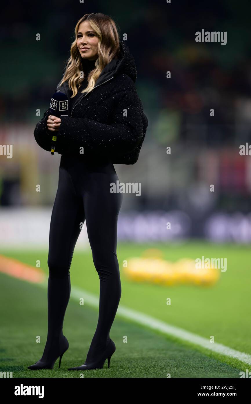 Milan, Italy. 11 February 2024. Diletta Leotta looks on prior to the ...