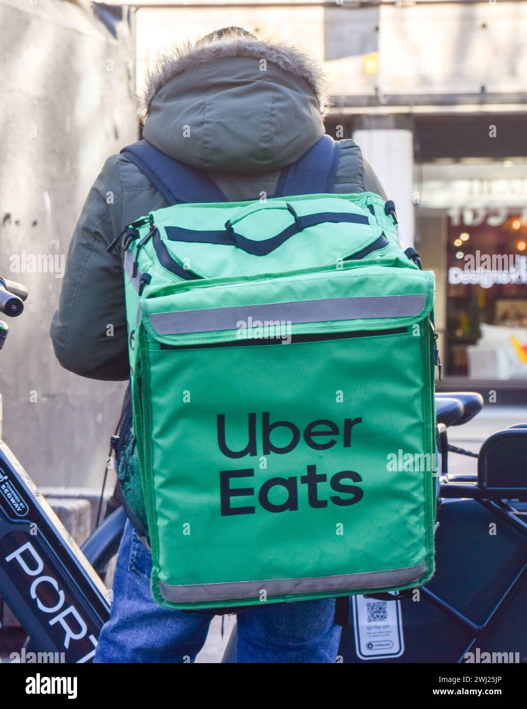 London, England, UK. 12th Feb, 2024. An Uber Eats rider in Central ...