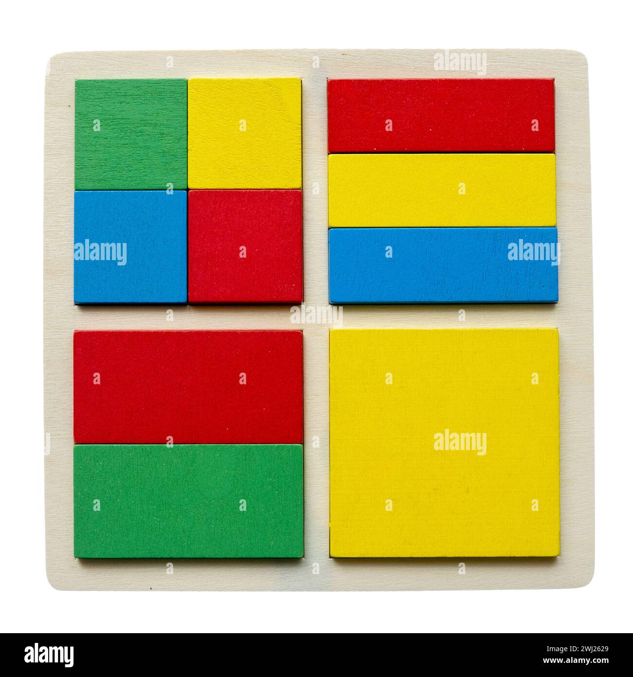 Colorful square and rectangular shape of puzzle isolated on white ...