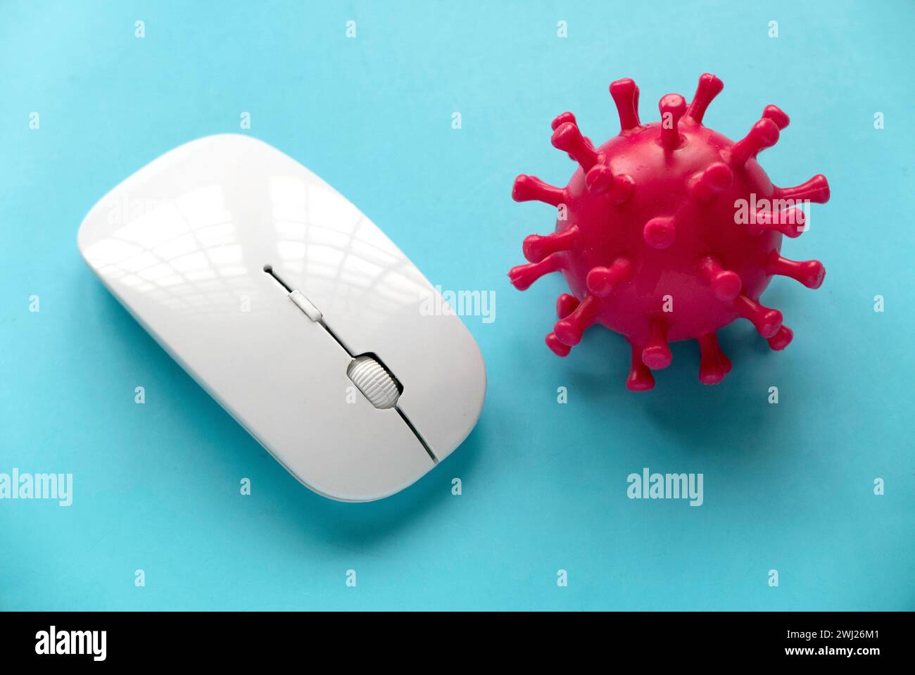 Virus threat in technology. Computer mouse and virus model Stock Photo ...