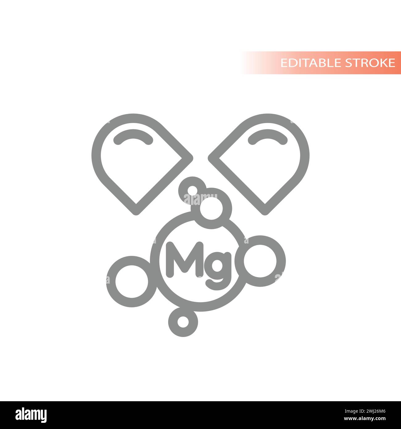 Magnesium capsule line vector icon. Mg pill micronutrient outline Stock ...