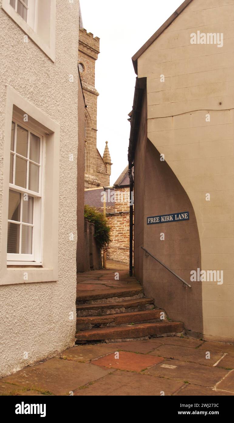 A view up Free Kirk Lane, Stromness to the church, showing the ...