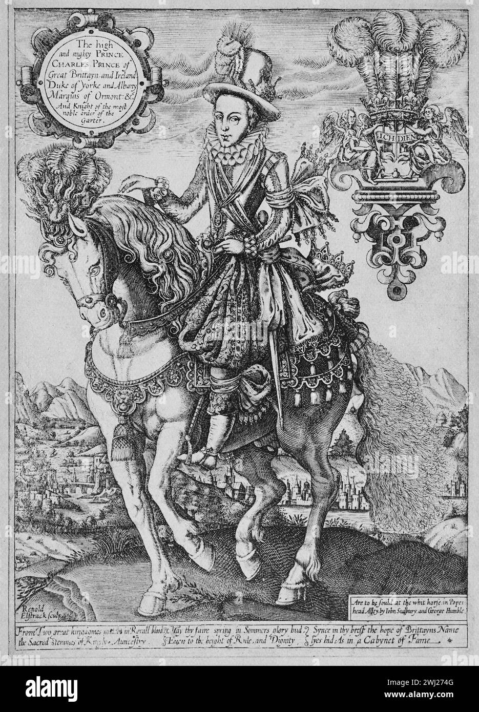 Charles I of England as a boy, by Renold (or Renier) Elstracke. Black ...