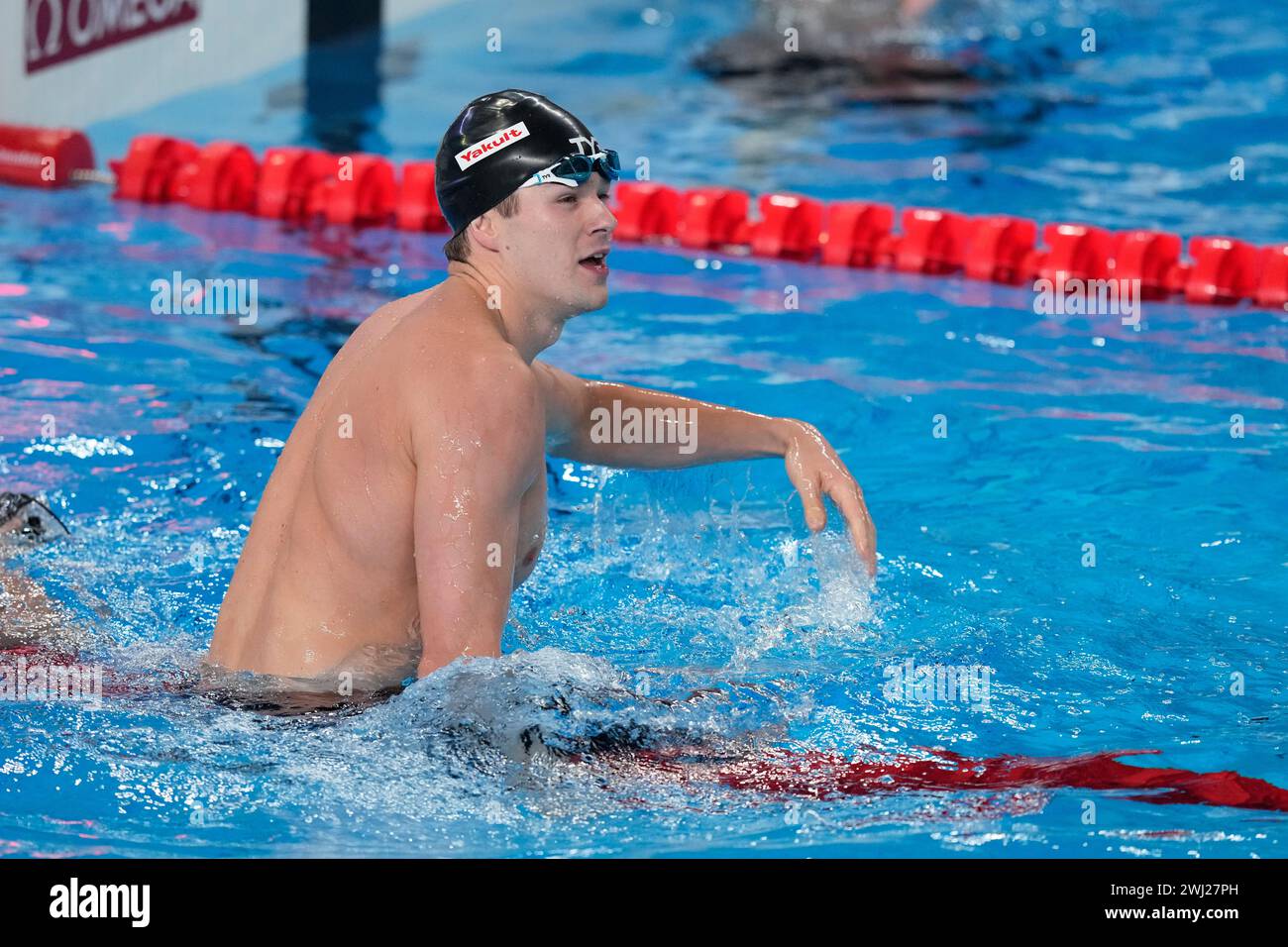 Nic Fink of the United States competes in the men's 100-meter ...