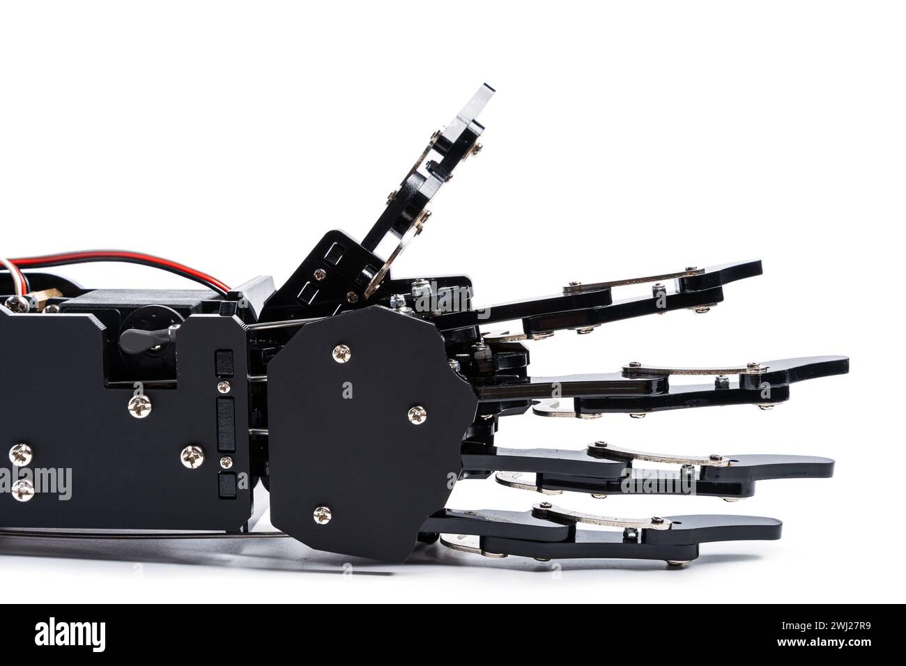 Real robot hand against white background. Concepts of AI development ...