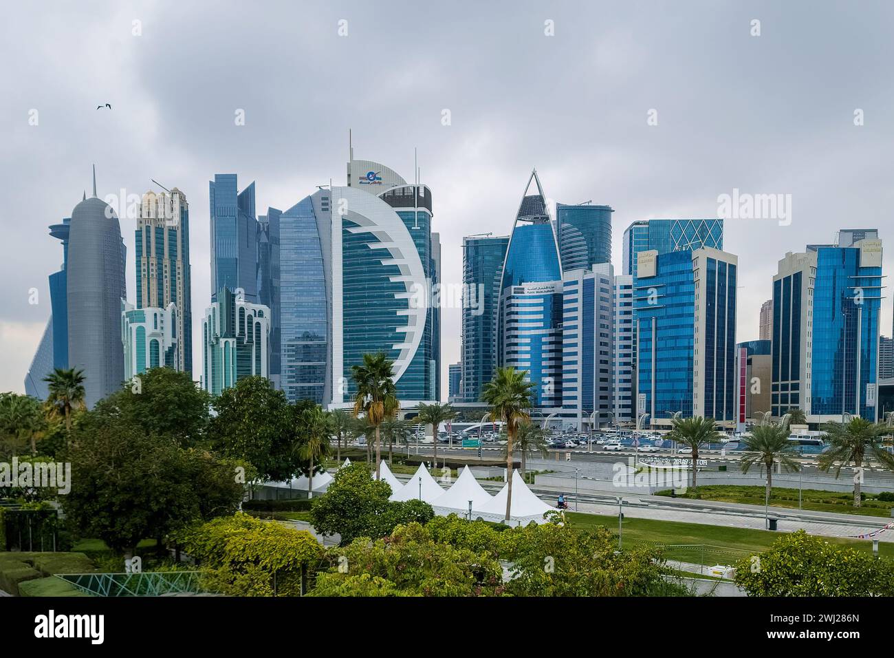 Doha Skyline view after rain Sheraton park Doha Stock Photo - Alamy