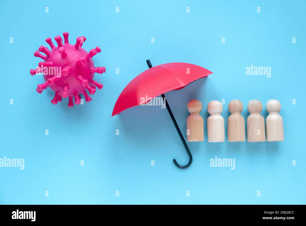 Community or public health and life insurance concept. Wooden people ...