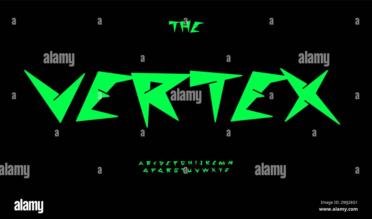 Angular vertex alphabet, spiky sans serif letters, dynamic font for ...