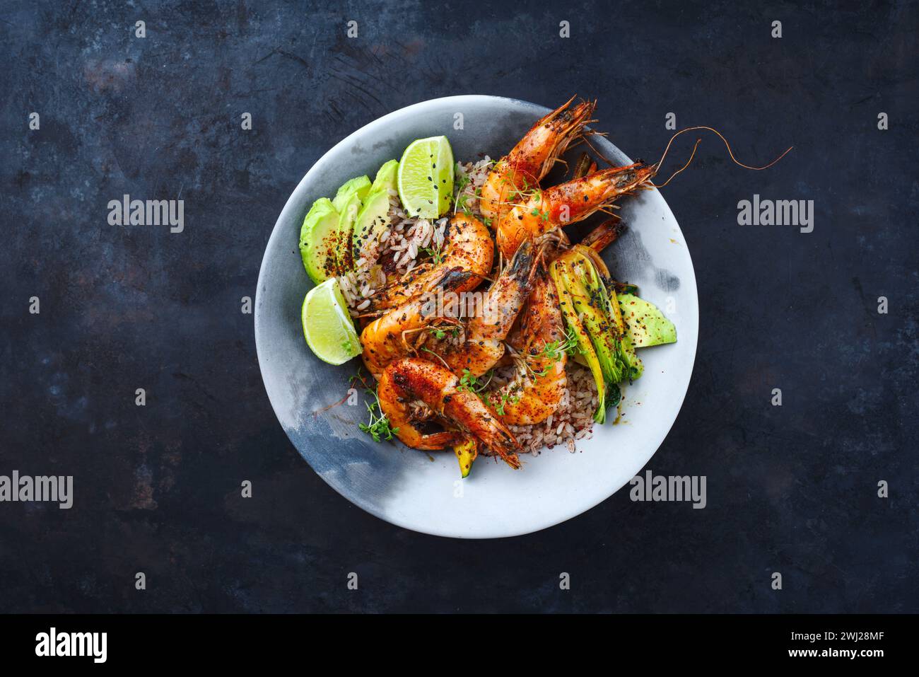 Traditional Thai fried king prawns with Asian vegetable Stock Photo - Alamy