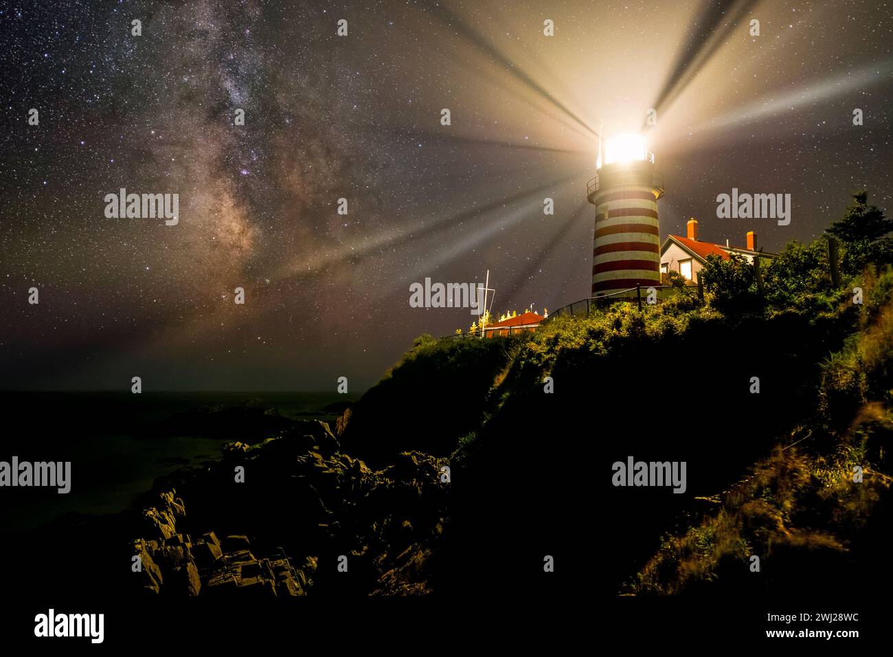Milky Way and West Quoddy Head Lighthouse Stock Photo - Alamy