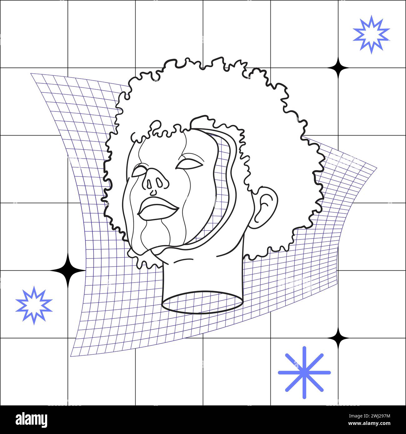 Retro futuristic y2k. Human head. Cyber neo futuristic style 80s 90s ...