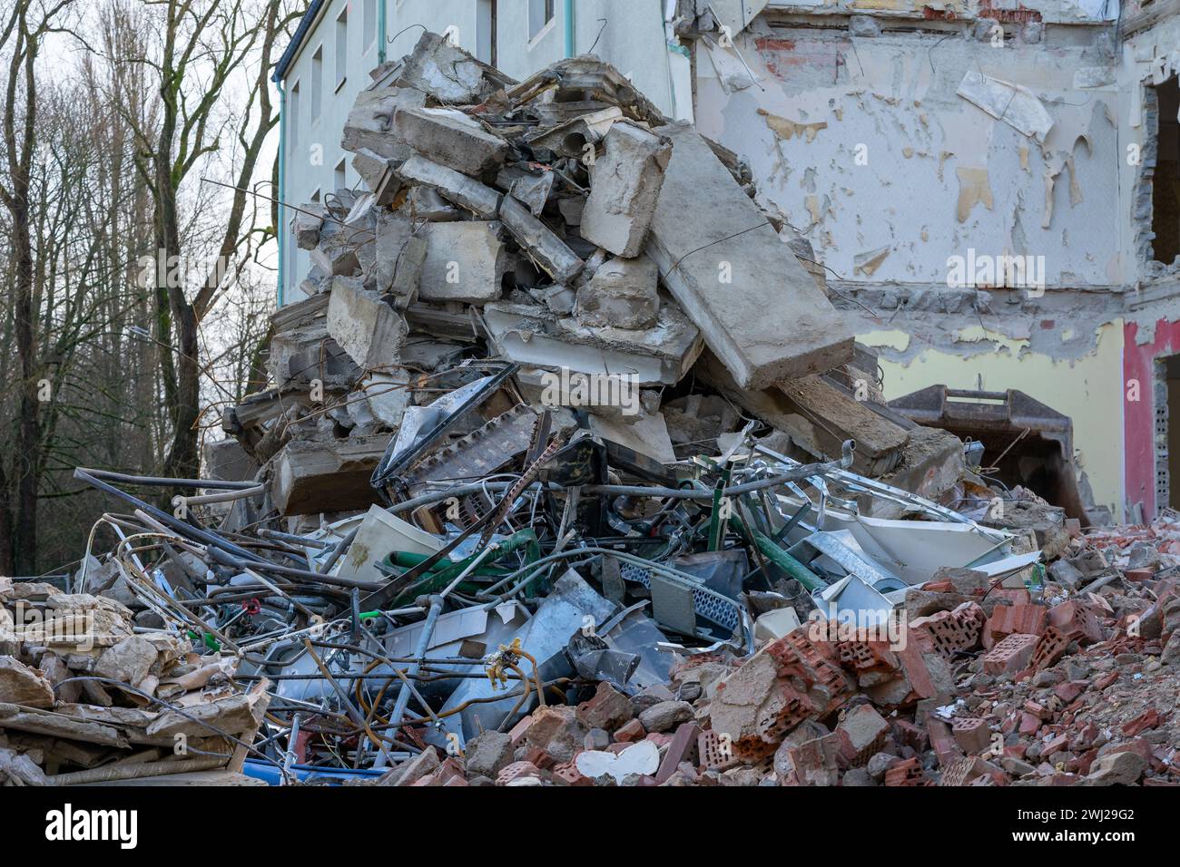 Construction site garbage for recycling on a construction site Stock ...