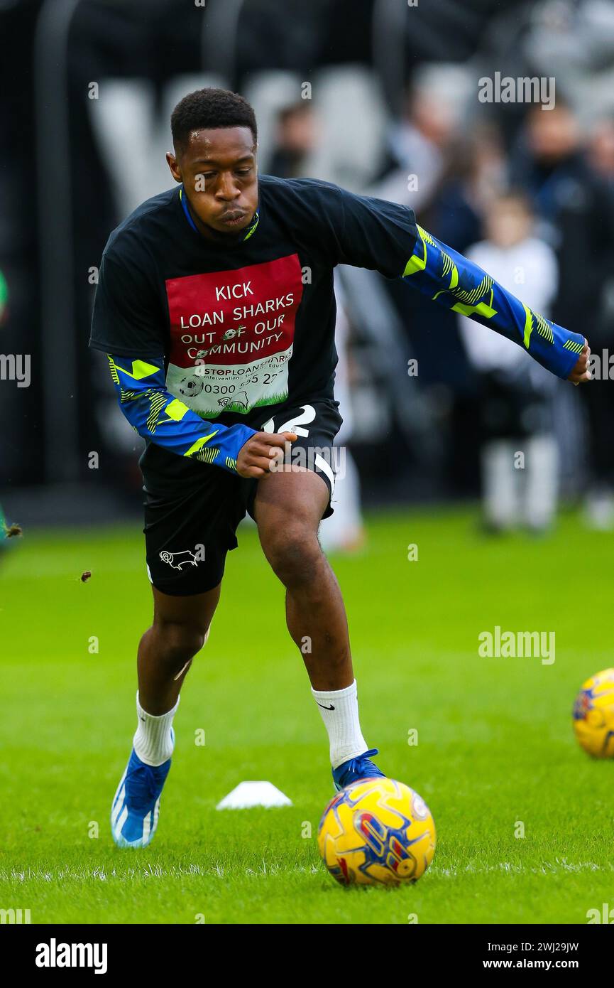 Derby County's Ebou Adams warms up ahead of the Sky Bet League One ...