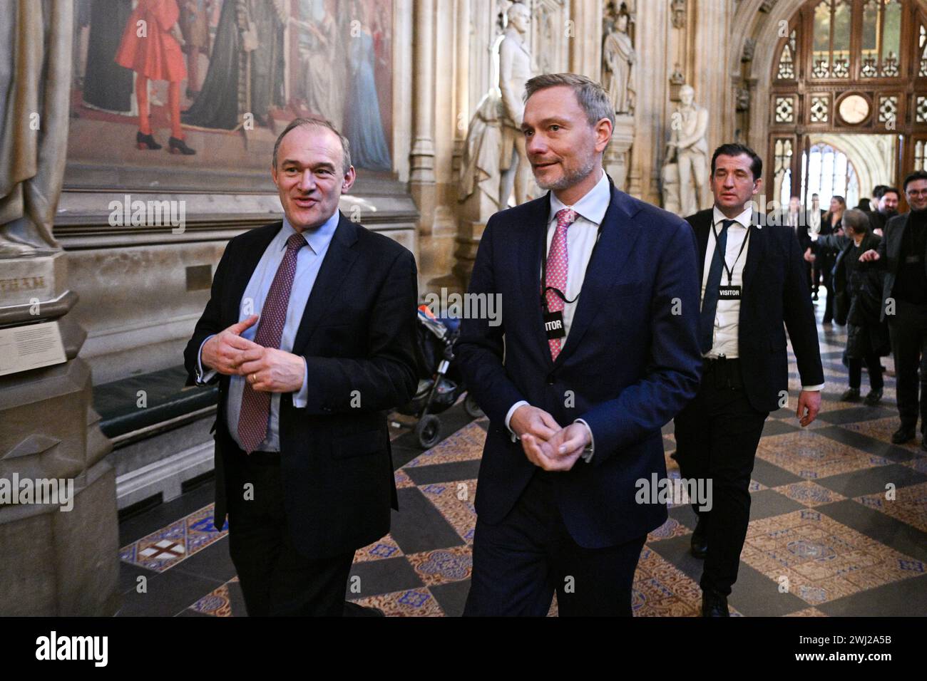 London, UK. 12th Feb, 2024. Edward Davey (l), leader of the Liberal ...