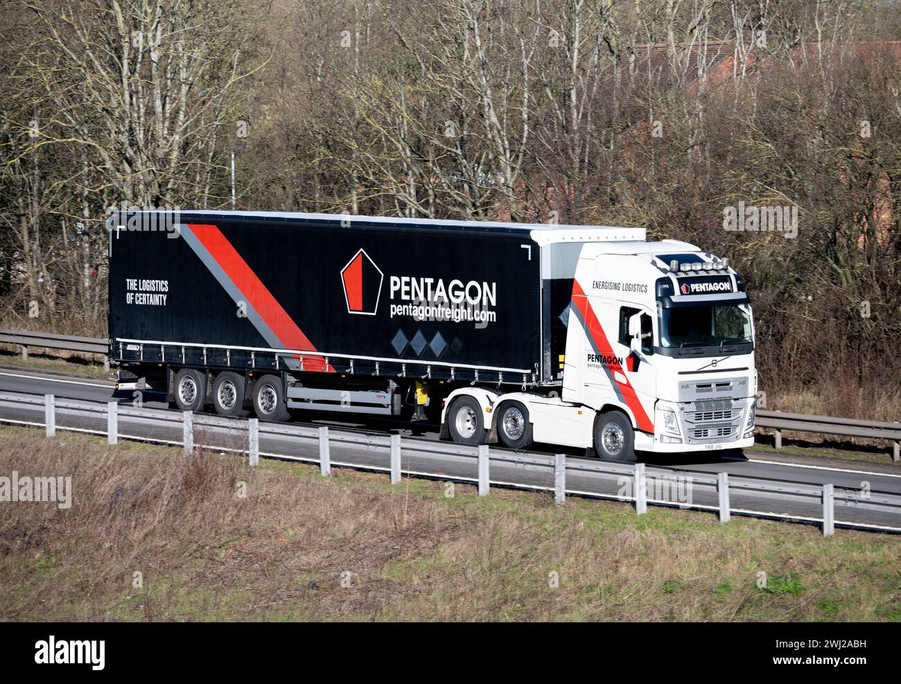 Pentagon lorry joining the M40 motorway at Junction 15, Warwickshire ...