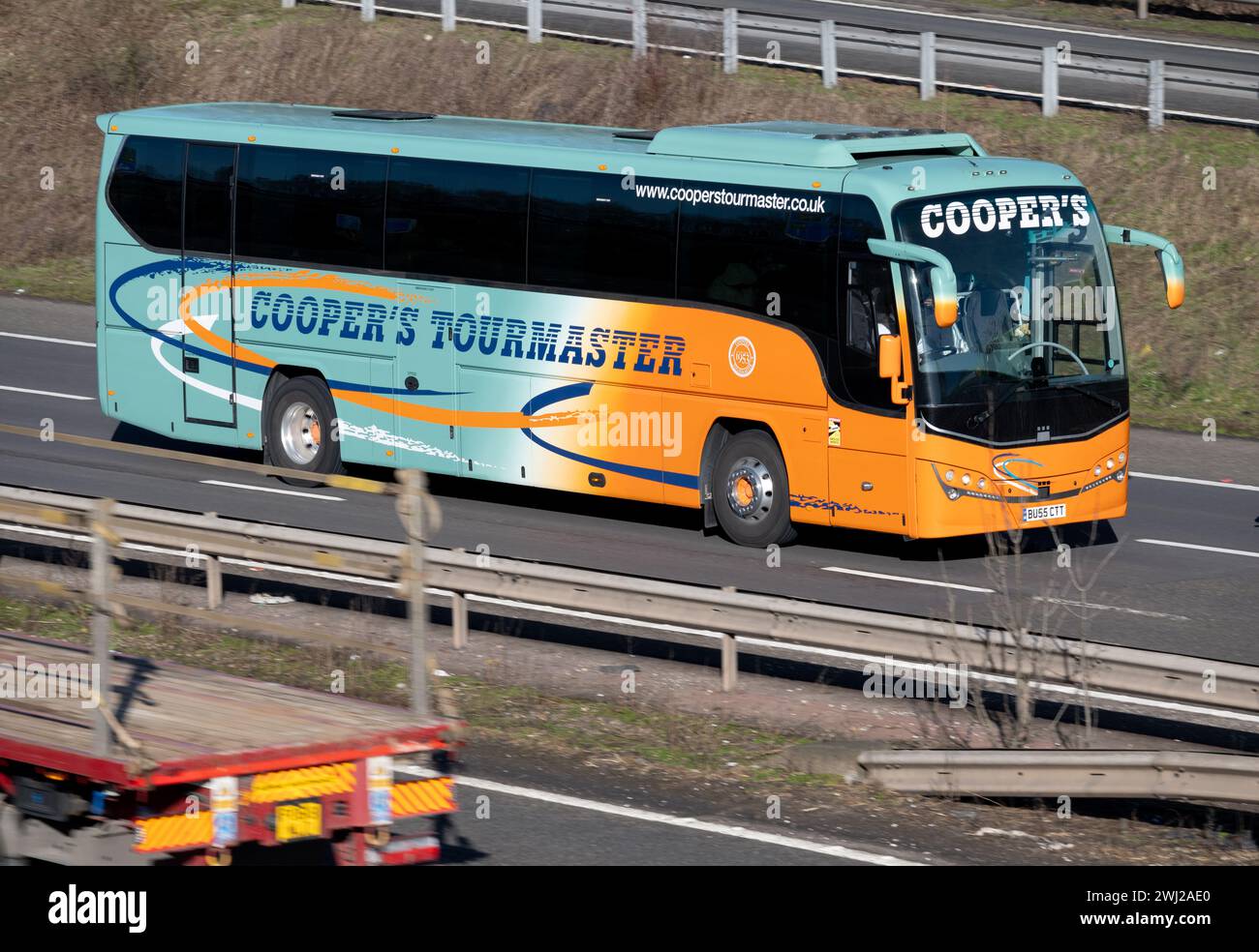 Cooper`s Tourmaster coach on the M40 motorway, Warwickshire, UK Stock ...