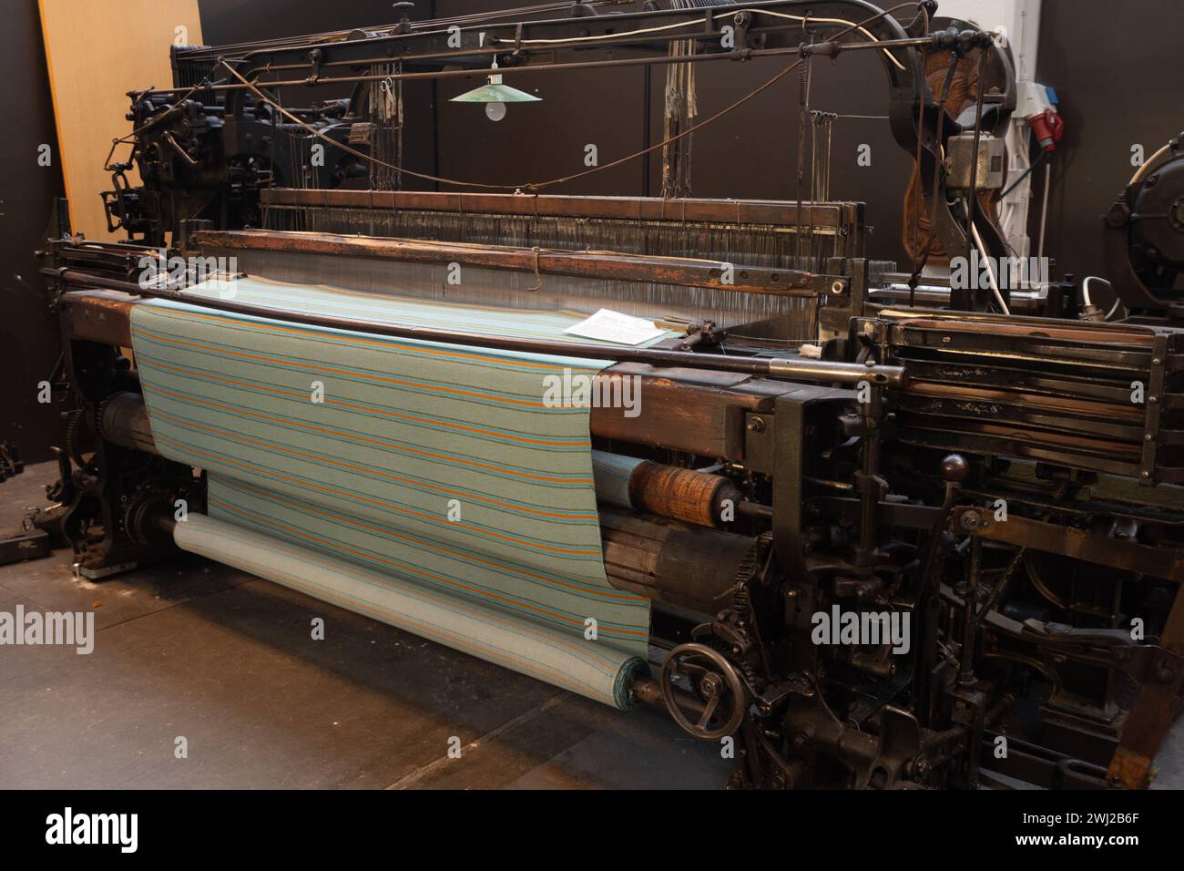 Colorful Fabric Woven By Vintage Mechanical Loom Stock Photo - Alamy