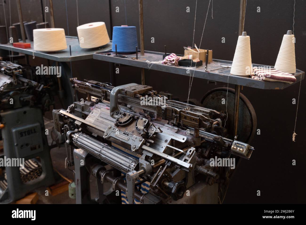 Old Fashion Weaving Machine With Conical Spool of Wool Stock Photo - Alamy
