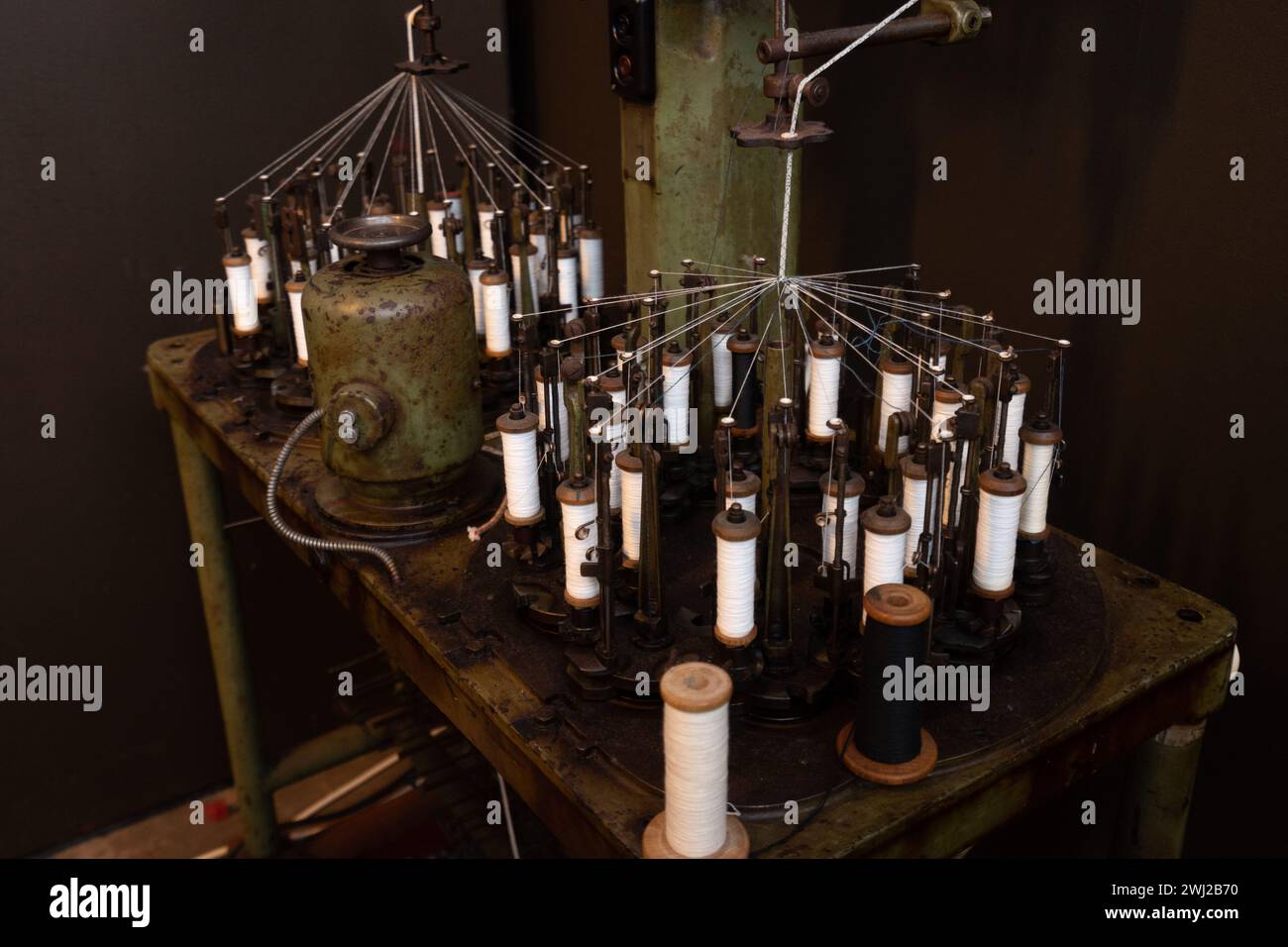 Mechanism of Vintage Machine, Production of Rope from Hanks of Threads ...