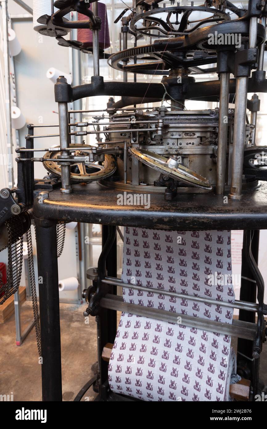 Vintage Jacquard Machine Loom Complex Cat Pattern Fabric Stock Photo ...