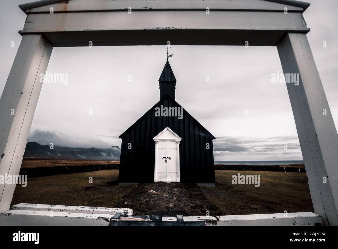 The little black church of Budir, Búðakirkja Black Church Stock Photo ...