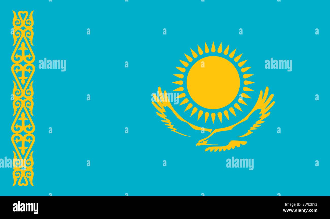 Flag of Kazakhstan. National Kazakh flag. Kazakh national flag on textured background. Fabric ...