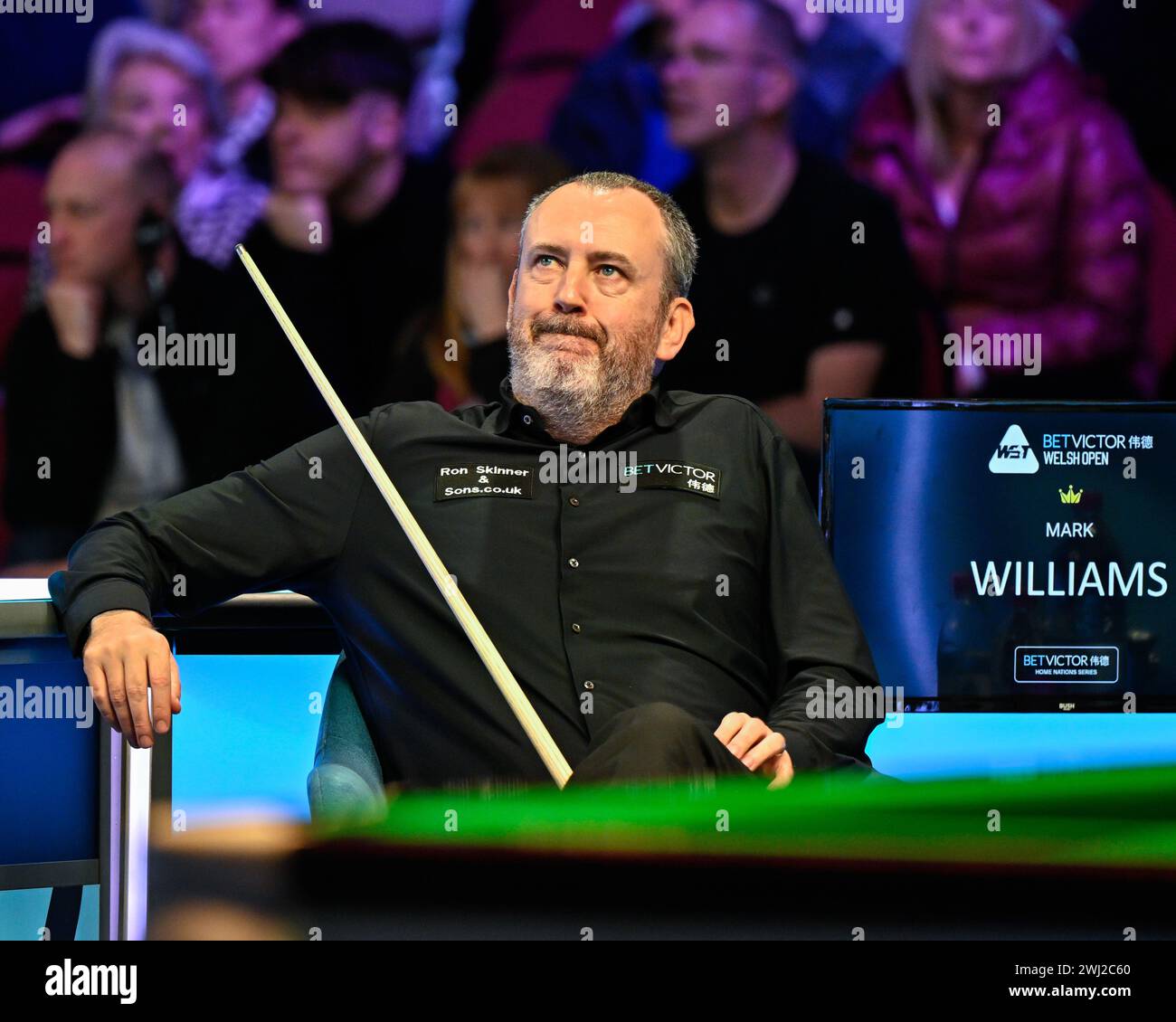 Mark Williams, during the 2024 BetVictor Welsh Open at Venue Cymru ...