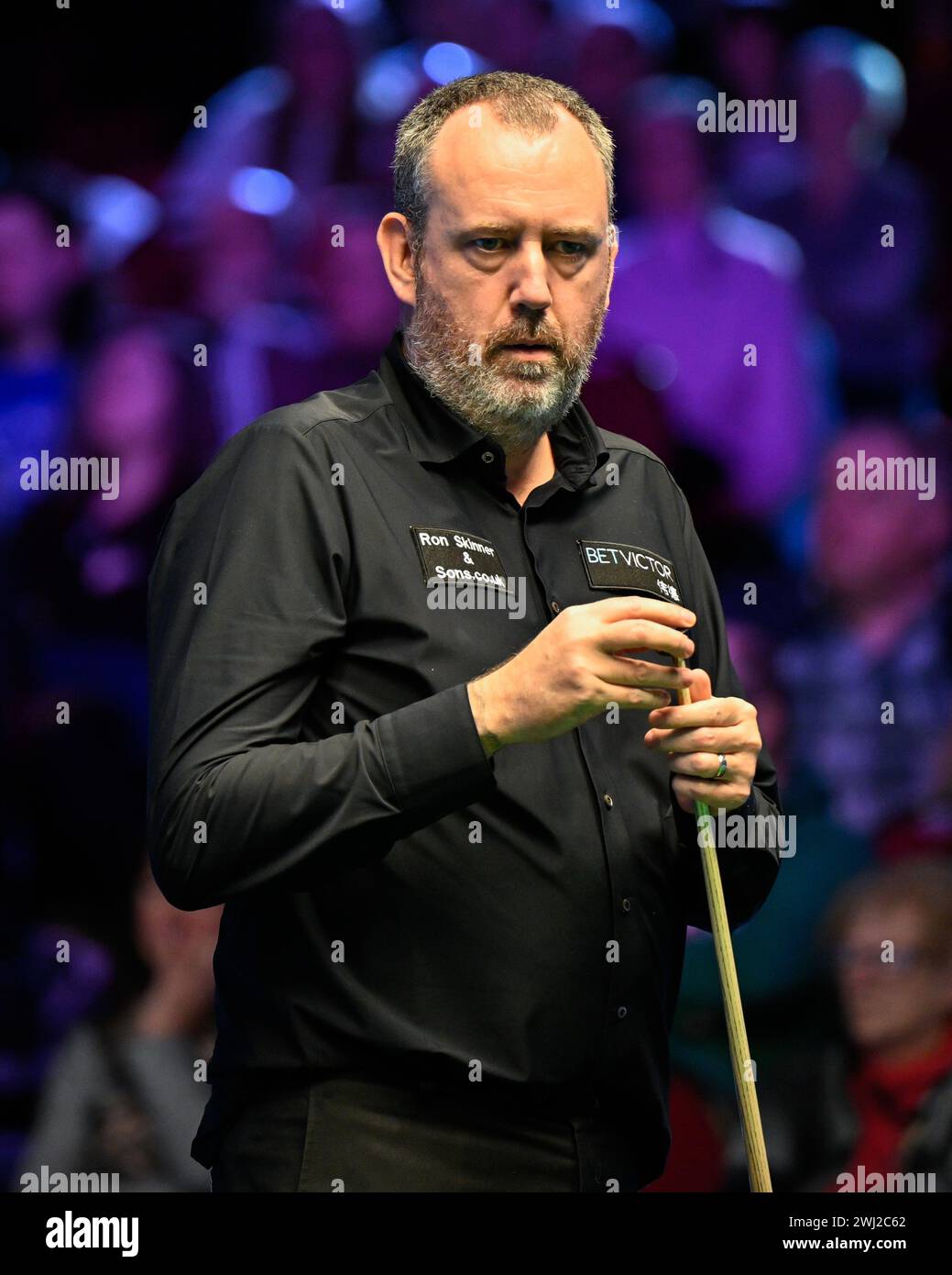 Mark Williams, during the 2024 BetVictor Welsh Open at Venue Cymru ...
