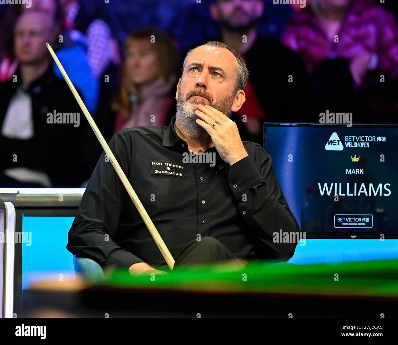 Mark Williams, during the 2024 BetVictor Welsh Open at Venue Cymru ...