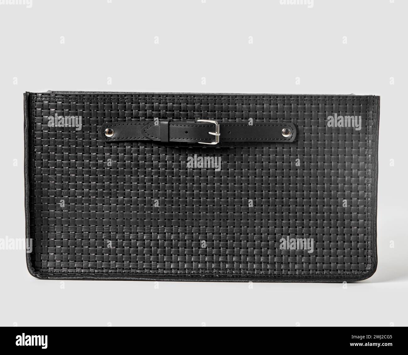 Functional black woven leather storage box with applied handles Stock ...