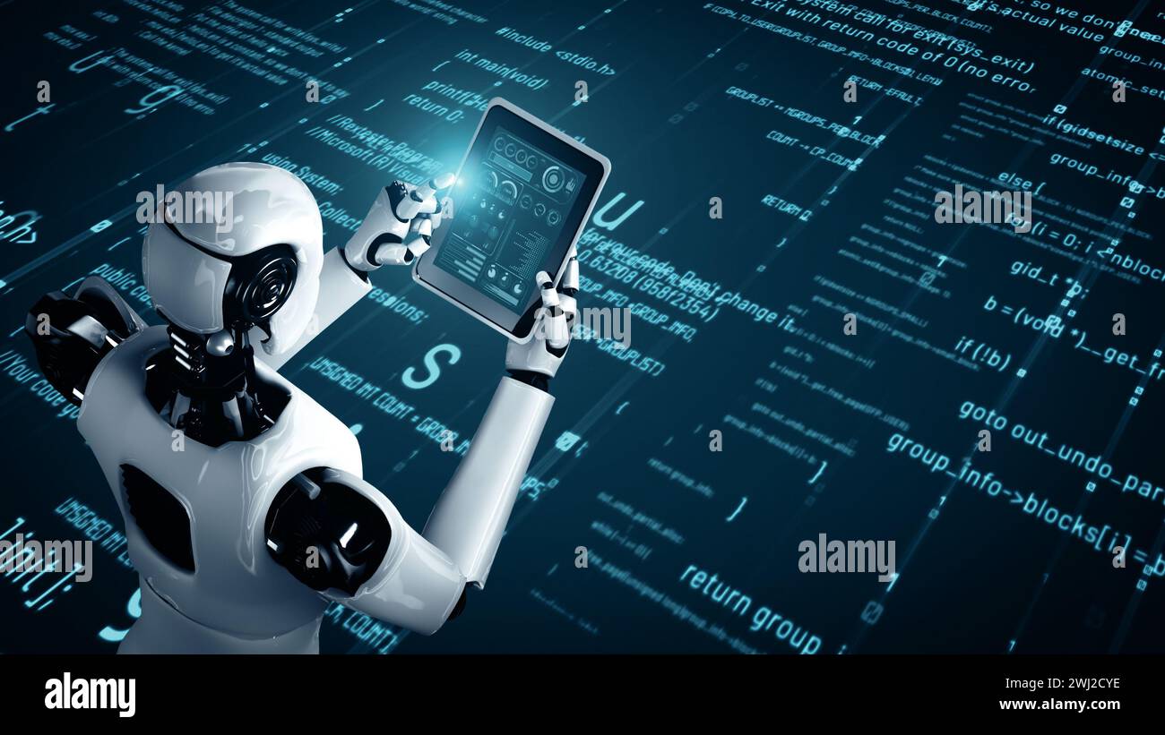 XAI 3d illustration Futuristic robot artificial intelligence huminoid ...