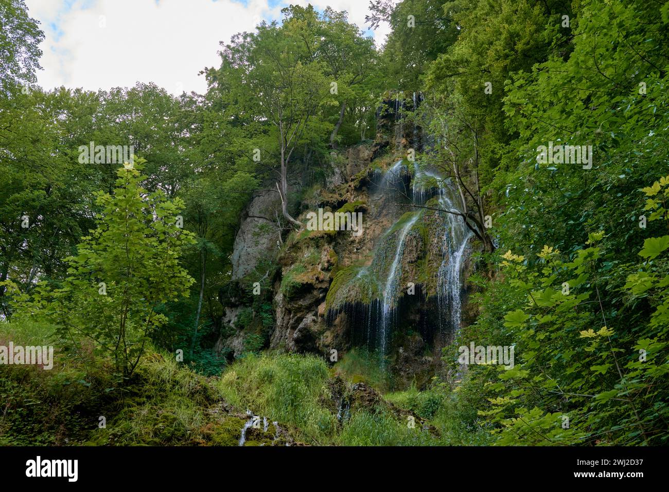 Waterfall Bad Urach at Southern Germany Longexposure. Cascade panorama ...