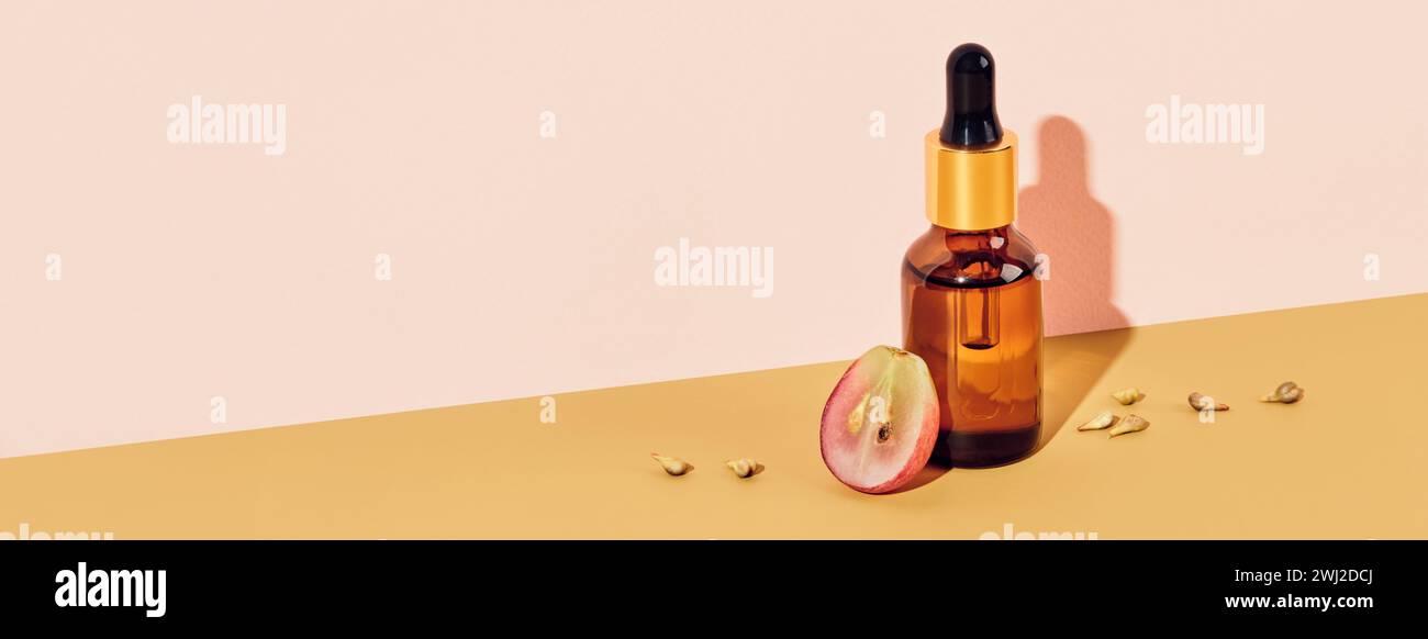 Banner with Organic cosmetics with grape seed oil. Zero Waste ...