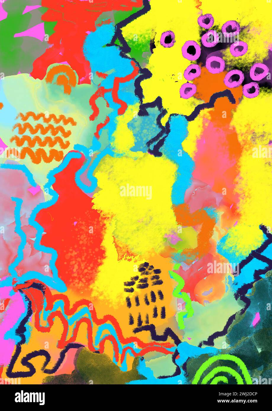 Abstract background with multicolor spots and splashes of paint Stock ...