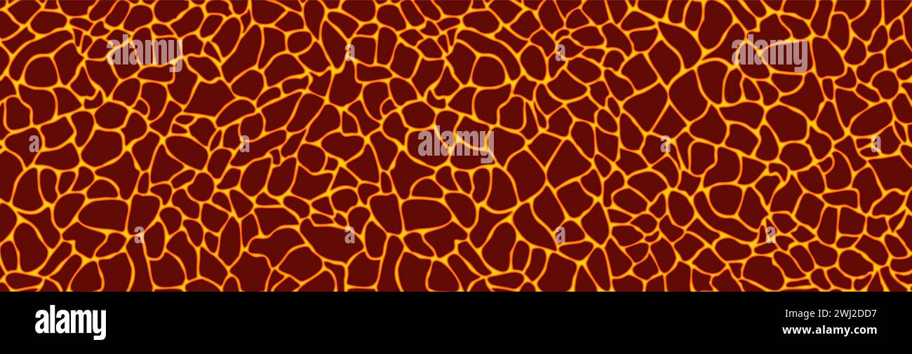 Magma or volcanic lava texture background, horizontal banner. Flat ...