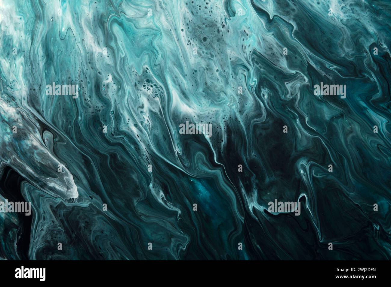 Fluid Art. Liquid dark turquoise abstract drips and wave. Marble effect ...
