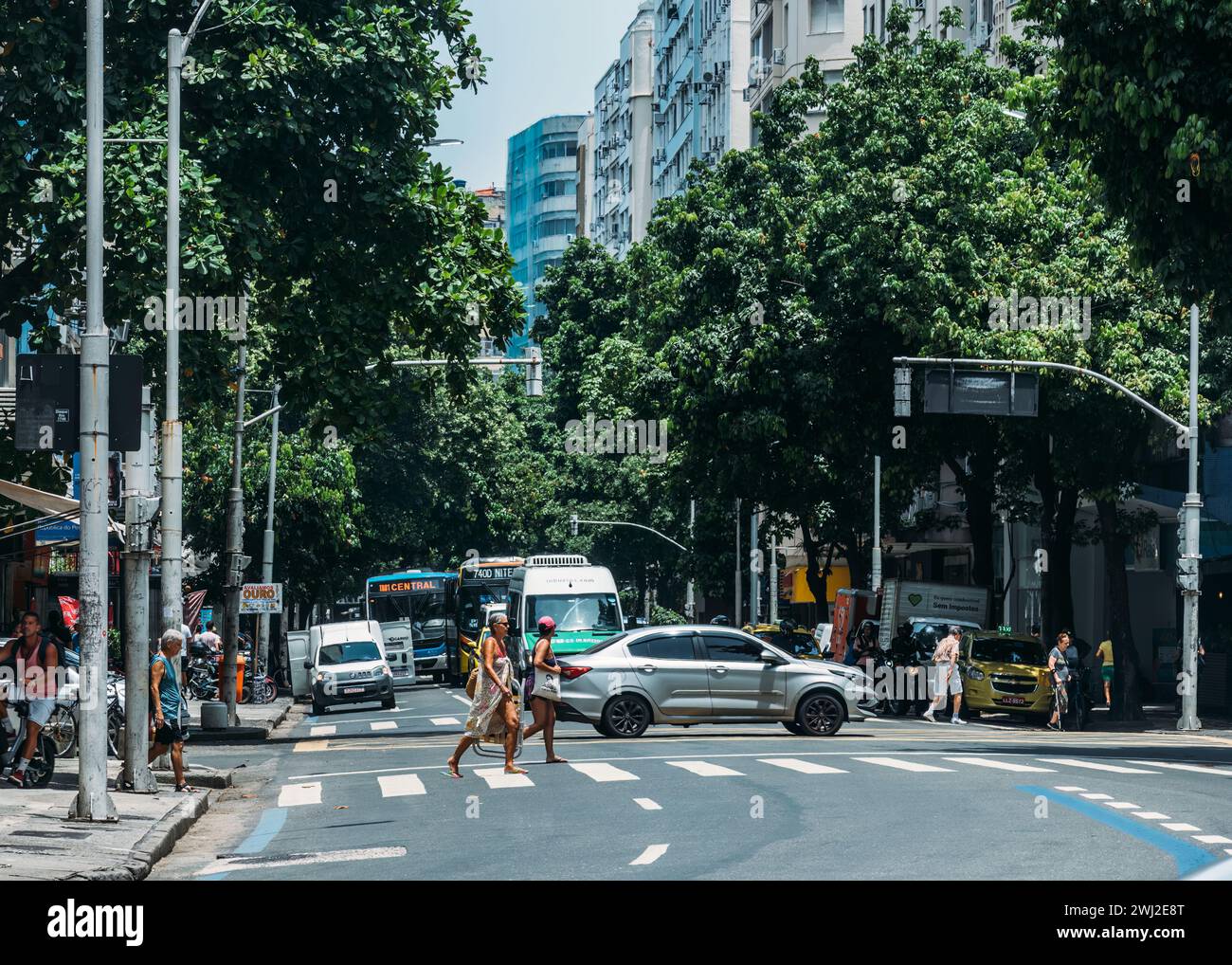 Street Nossa Senhora de Copacabana in Copacabana, Rio de Janeiro ...