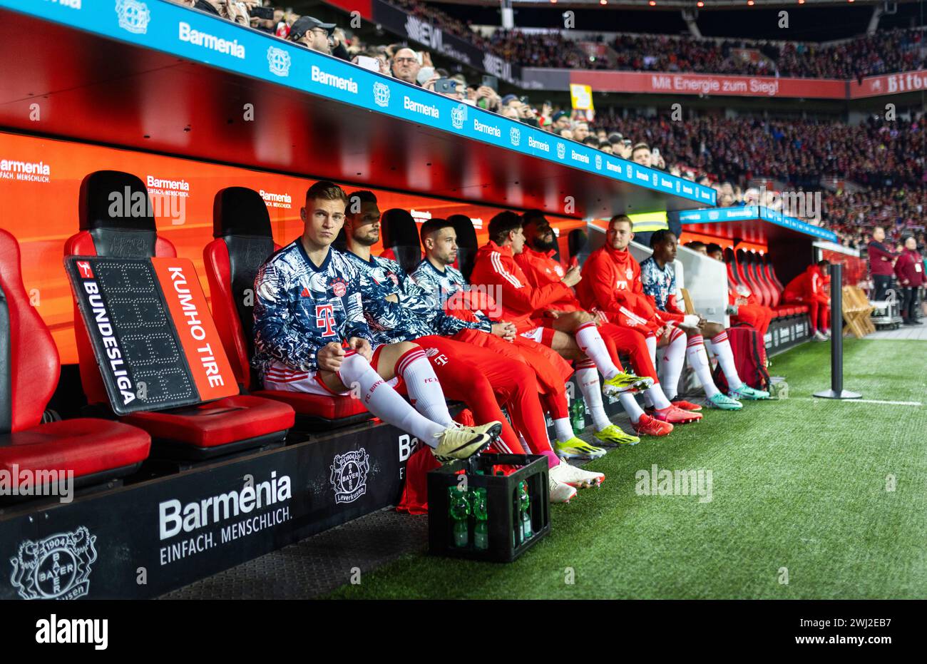 Leverkusen, Germany. 10th Feb 2024. Joshua Kimmich (Muenchen) auf der ...