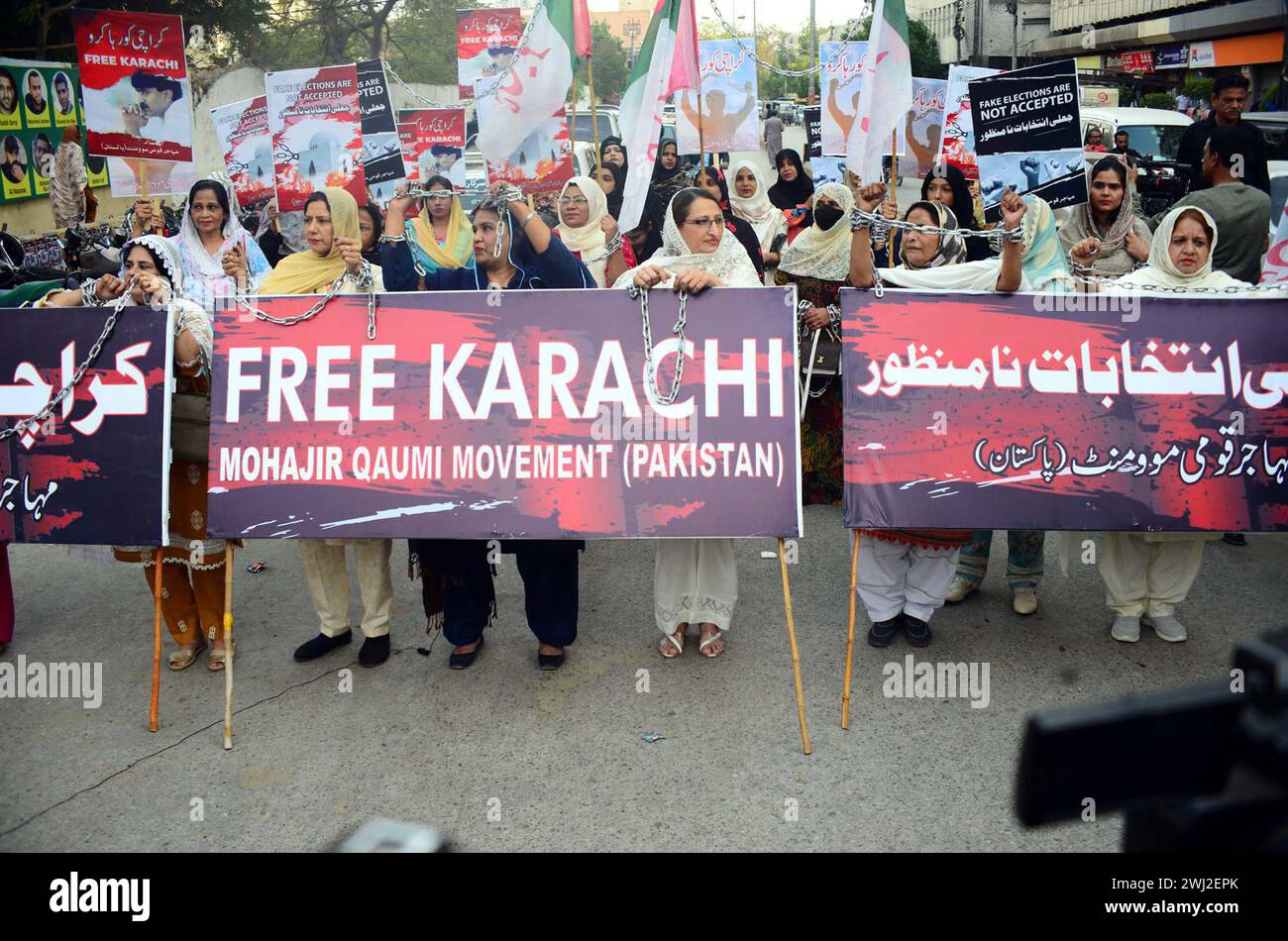 Activists of Mohajir Qaumi Movement (MQM-H) are holding protest ...