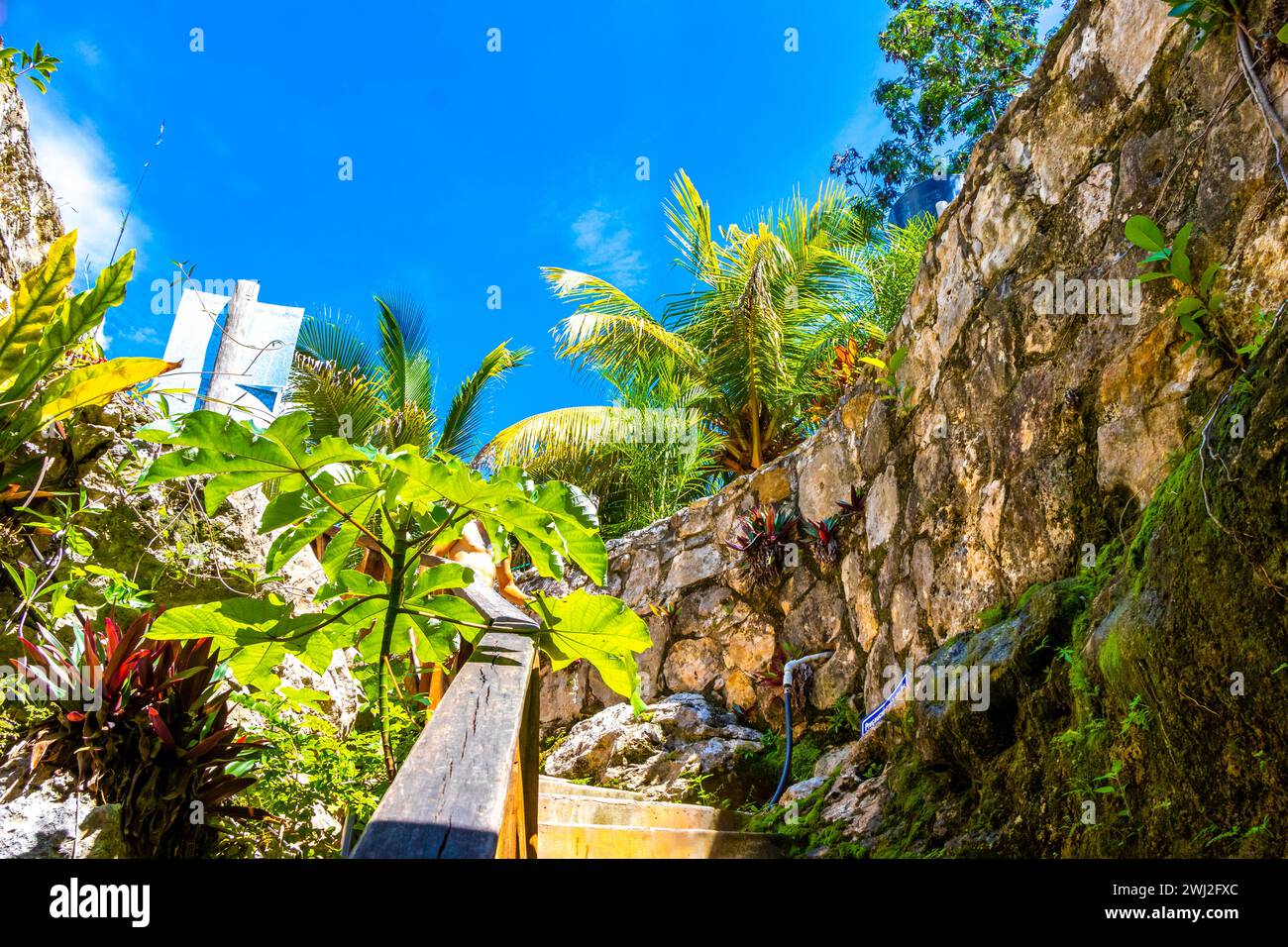 Tulum Quintana Roo Mexico 01. October 2023 Entrance to Cenote Tankach ...