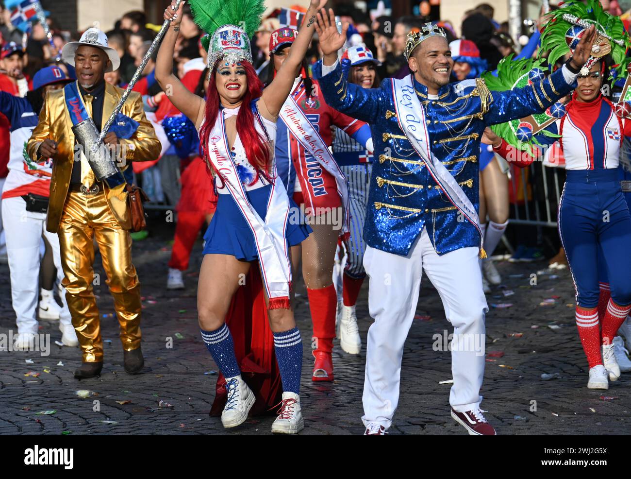 Duesseldorf, Germany. 12th Feb, 2024. A foot group dances in the ...
