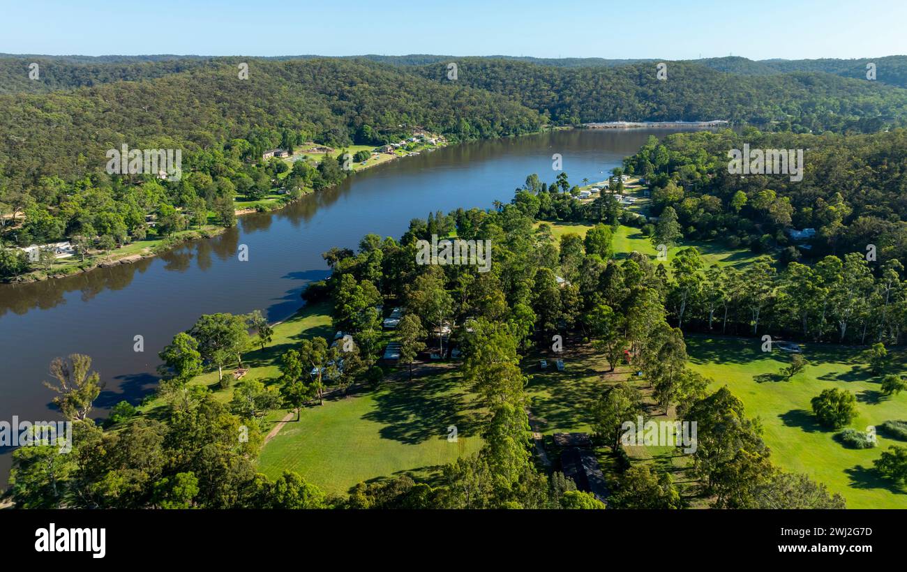 Drone aerial photograph of the Hawkesbury River in Lower Portland in ...