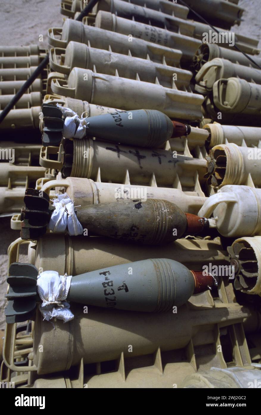 First Gulf War: 10th March 1991 Abandoned Iraqi 82mm F-832 HE mortar ...