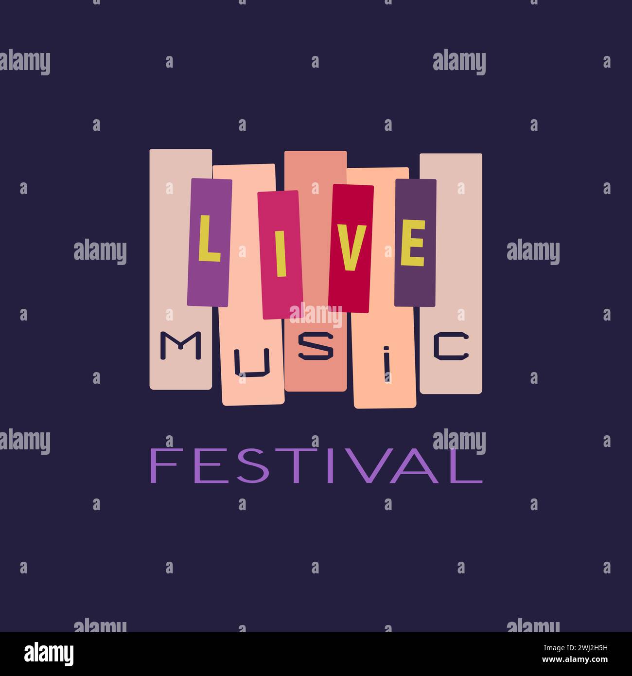 Piano keyboard cute hand drawn live music vector icon. Musical ...