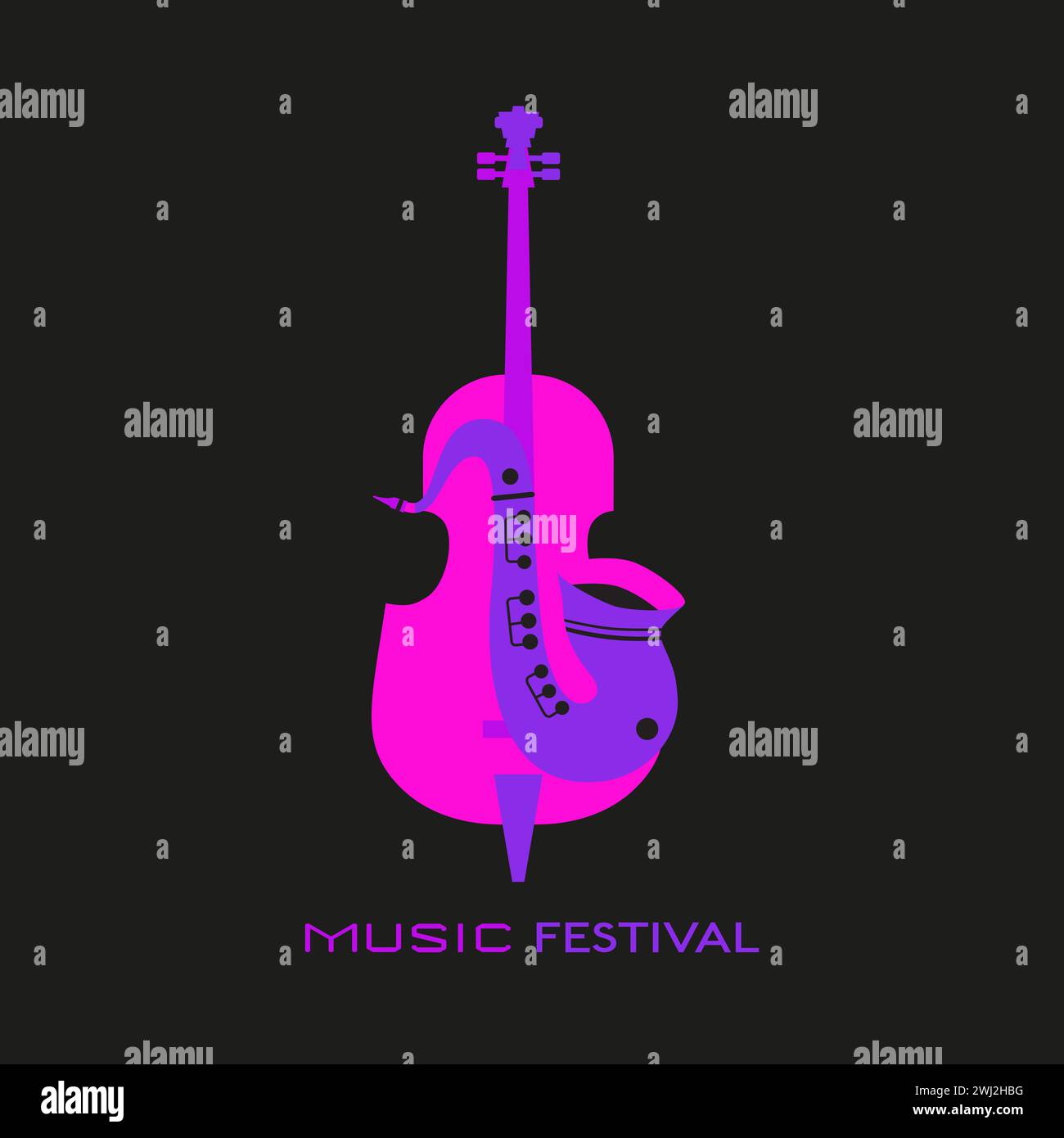 Saxophone design logo hi-res stock photography and images - Alamy