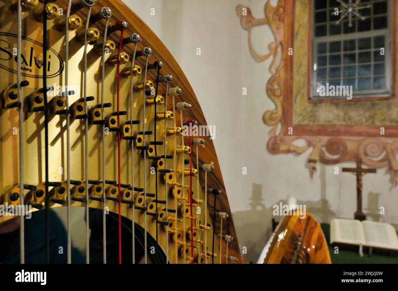 Harp in church Stock Photo - Alamy